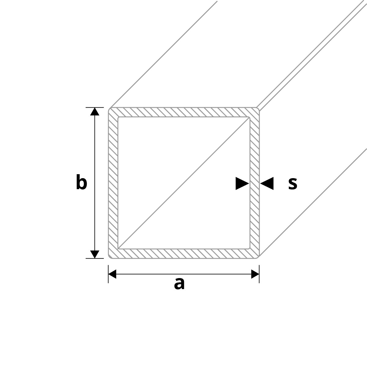 Vierkantrohr aus Aluminium | Anthrazit DB703 | 60 x 60 x 3,5 mm