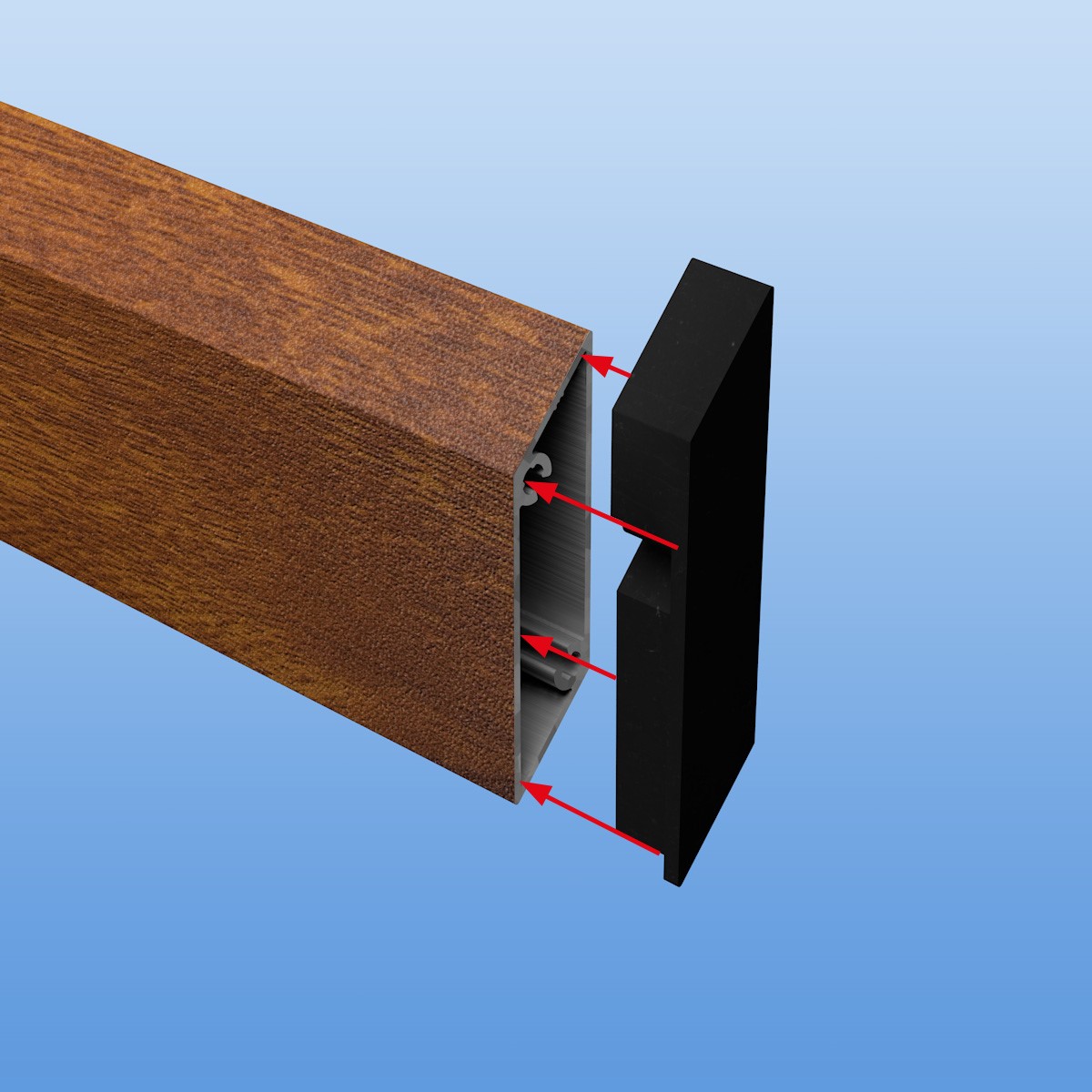 Rhombusprofil aus Aluminium 16mm in Holzoptik - Fichte - Sichtfläche 53mm